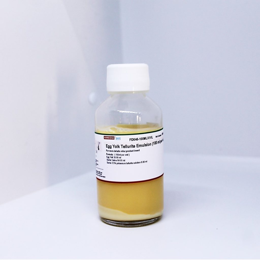 Egg Yolk Tellurite Emulsion (Emulsión yema de huevo con telurito) (5 viales x 100 ml) HIMEDIA ...